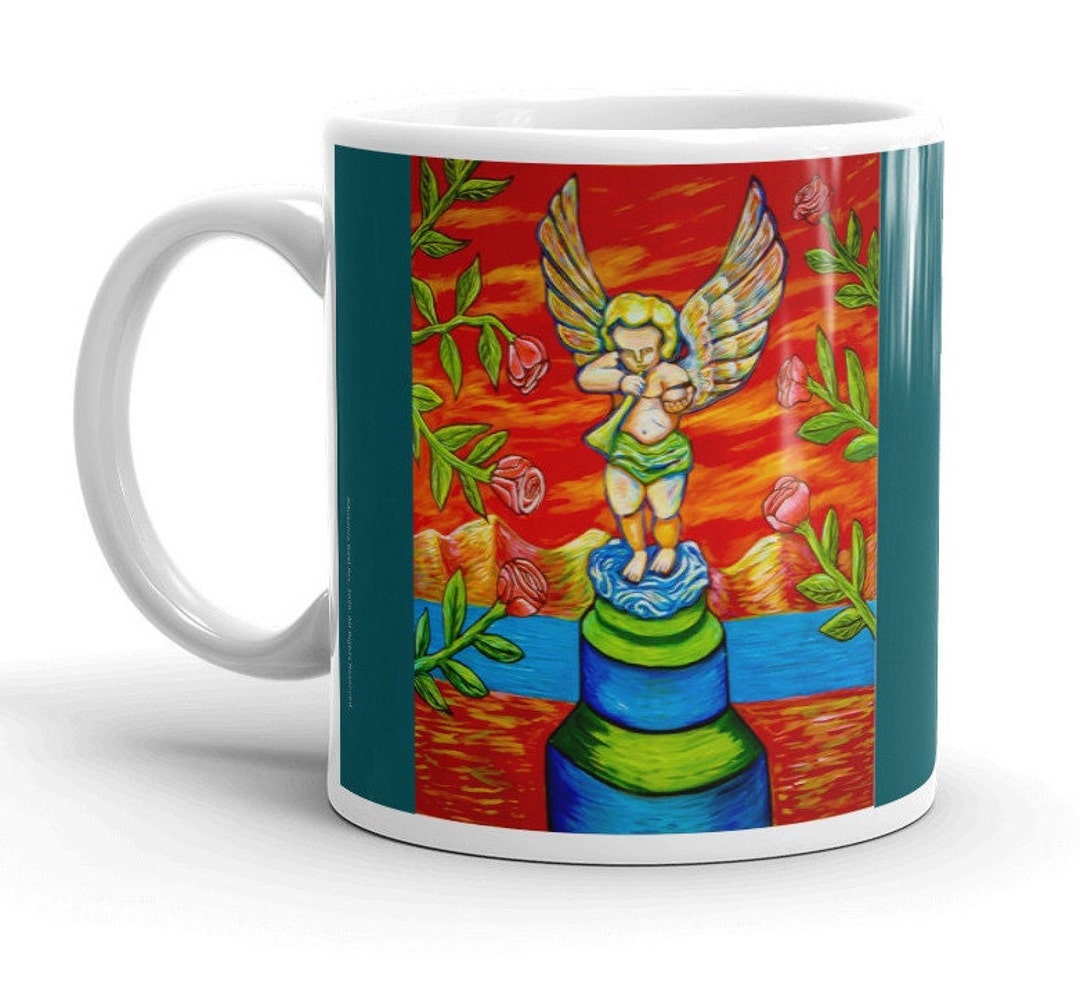 Angel Ceramic 11 Oz Coffee Mug Colorful Floral Angel Tea Cup - Etsy