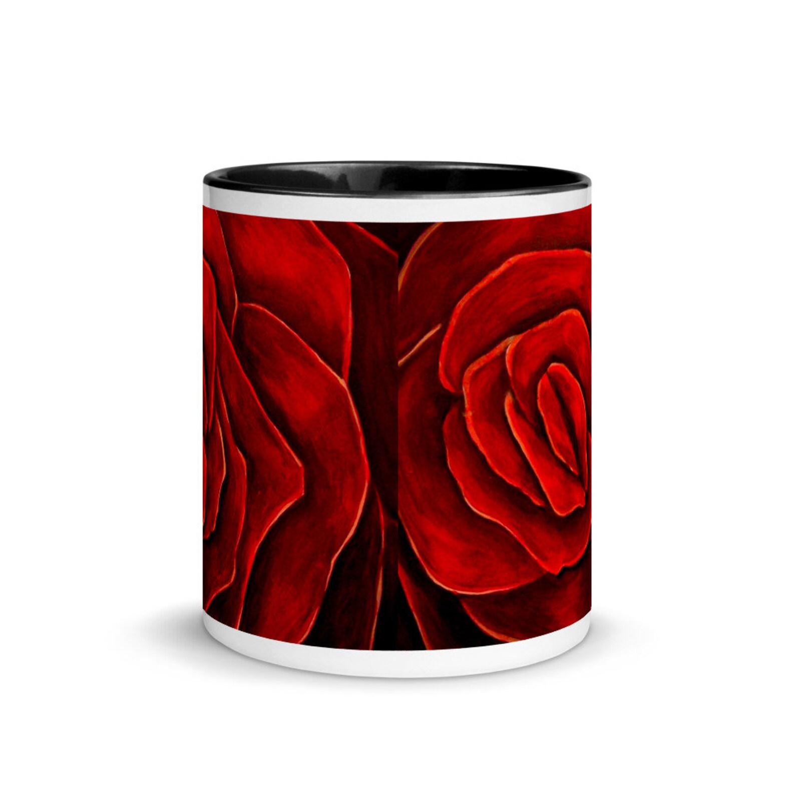Red Rose 11 oz Coffee Mug Rose Art Ceramic Tea Cup Red | Etsy