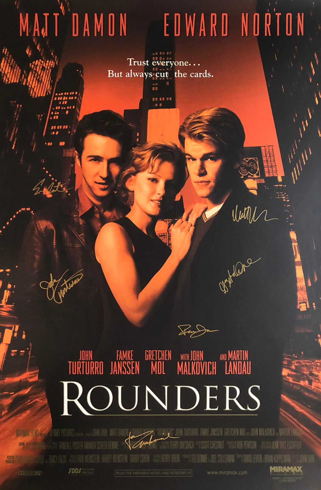 ROUNDERS Movie Post Signed by Cast - Etsy
