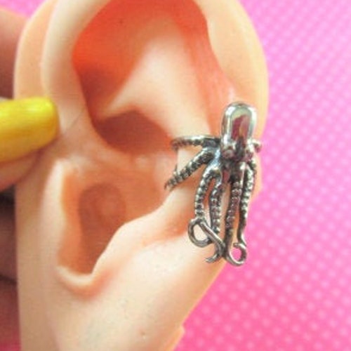 Octopus Ear Climber Earrings Sterling Silver 925 Ear Cuff - Etsy