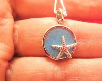 Starfish Pendant, Necklace in Hammered 925 Sterling Silver, Diamond Cut ...