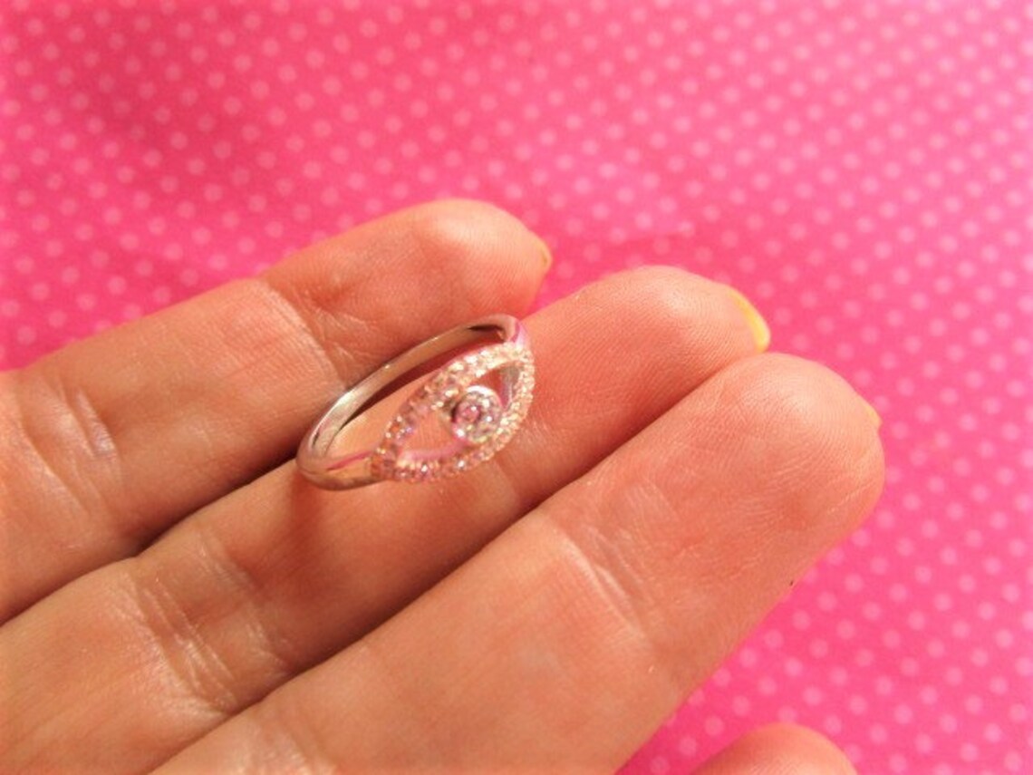 Evil eye rose gold crystal sterling silver toe ring | Etsy