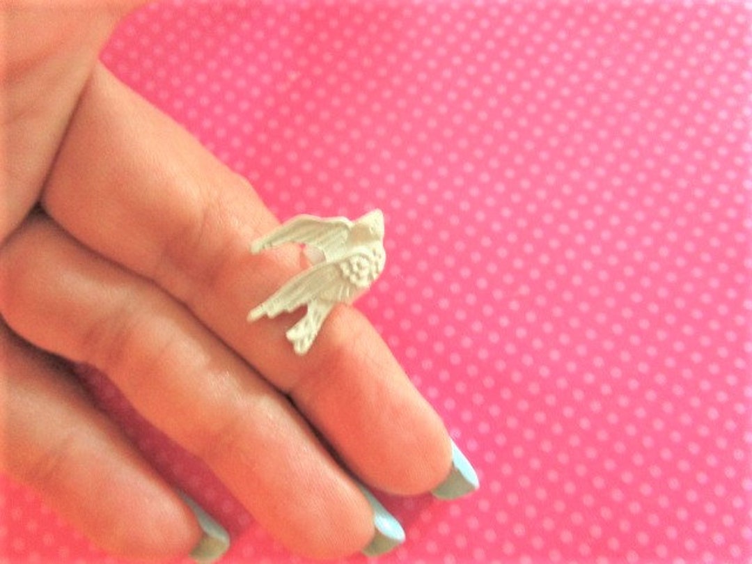 White Silver Flying Bird Ear Cuff - Etsy