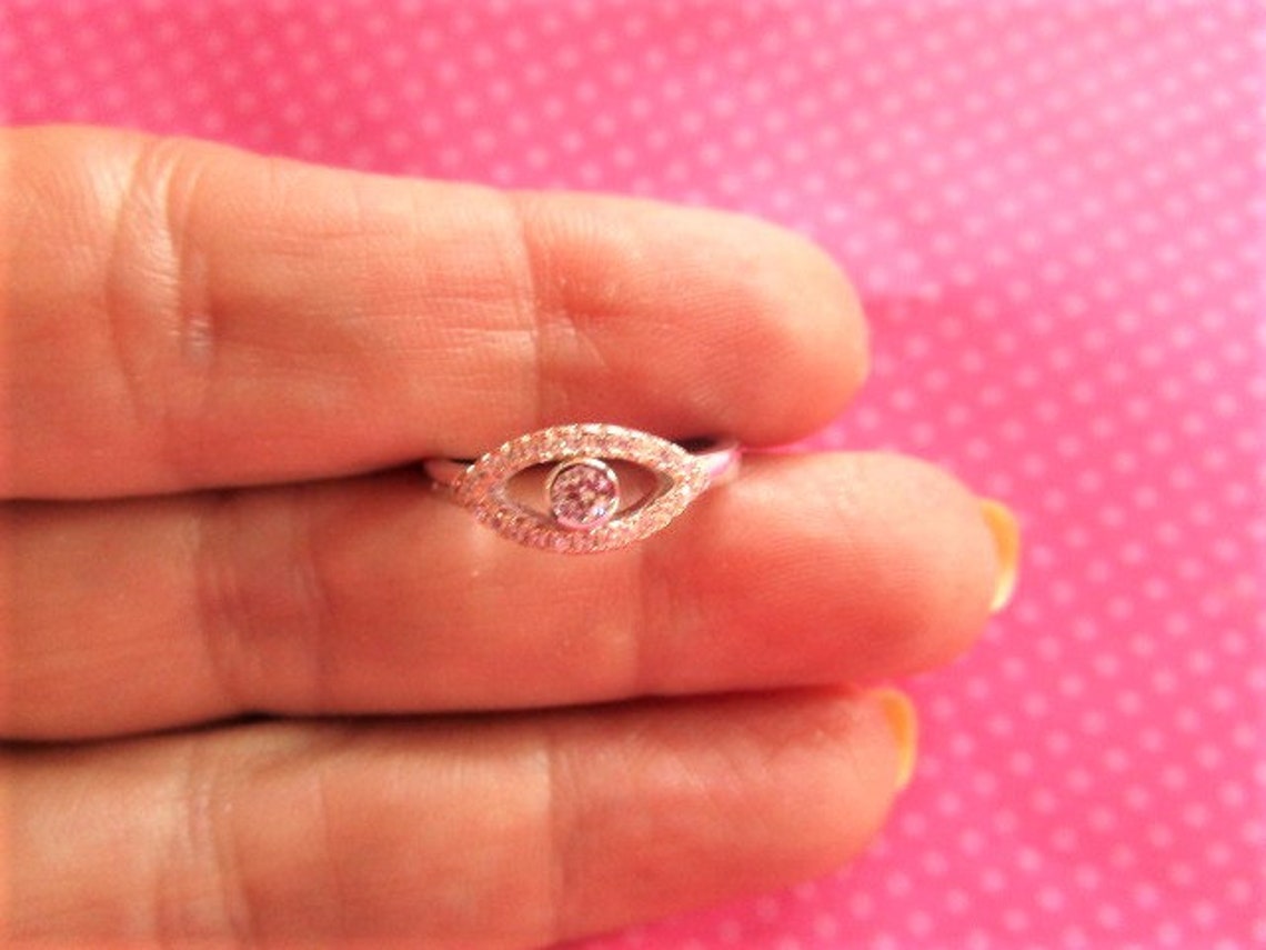 Evil eye rose gold crystal sterling silver toe ring | Etsy