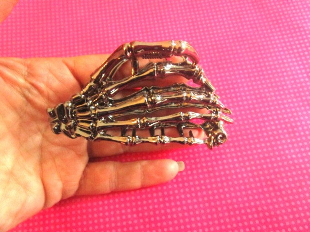 Skeleton Hand Black Hair Claw - Etsy