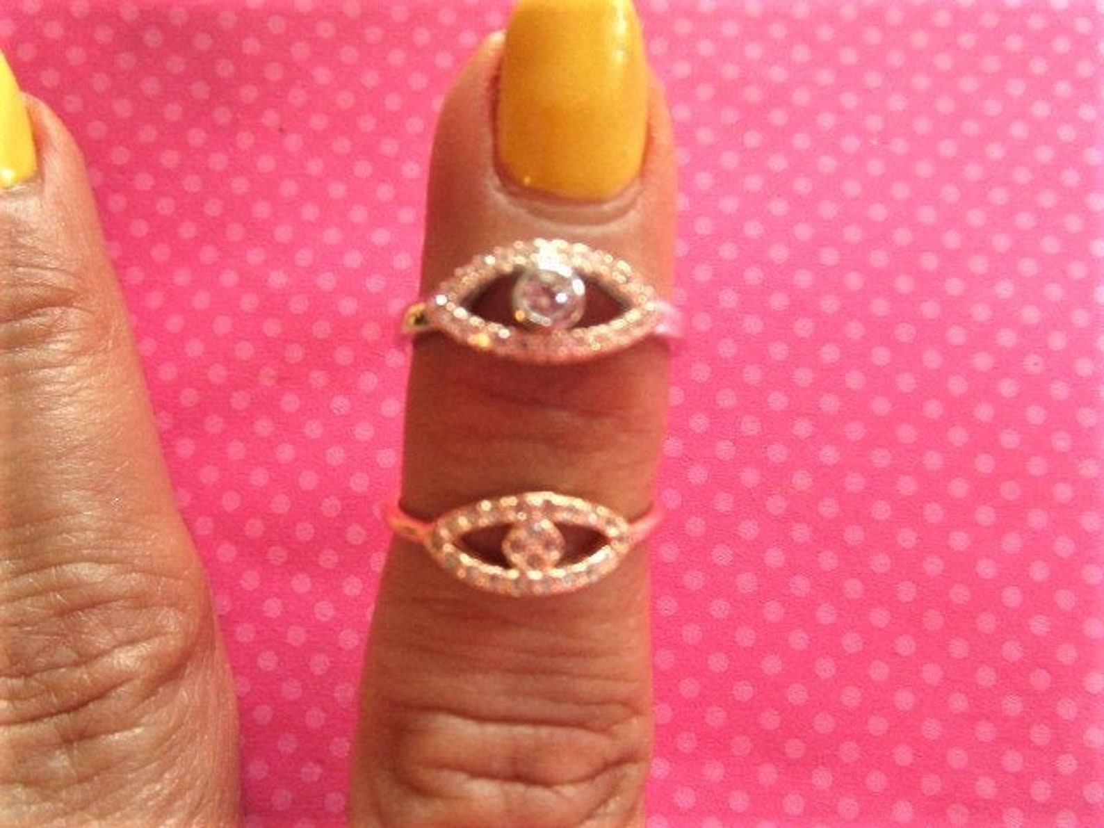 Evil eye rose gold crystal sterling silver toe ring | Etsy