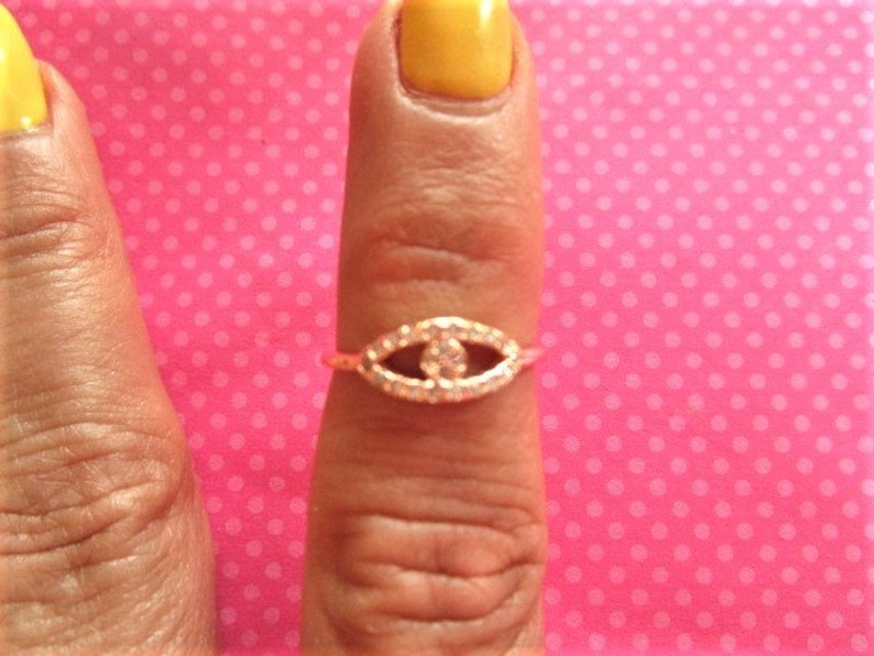 Evil Eye Rose Gold Crystal Sterling Silver Toe Ring - Etsy