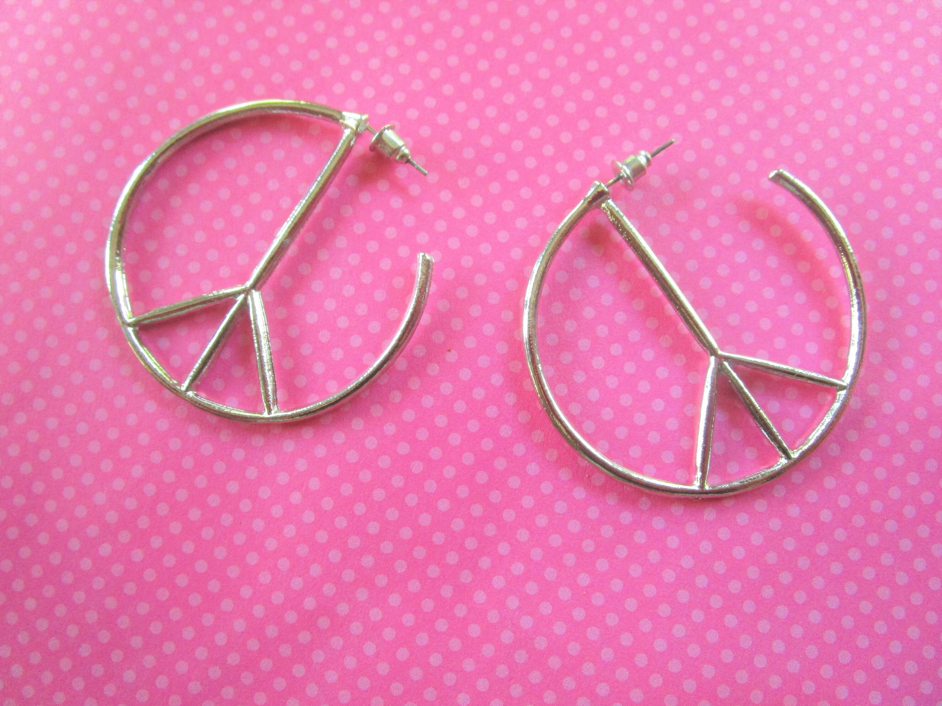 Peace Sign Large Hoop Earrings - Etsy