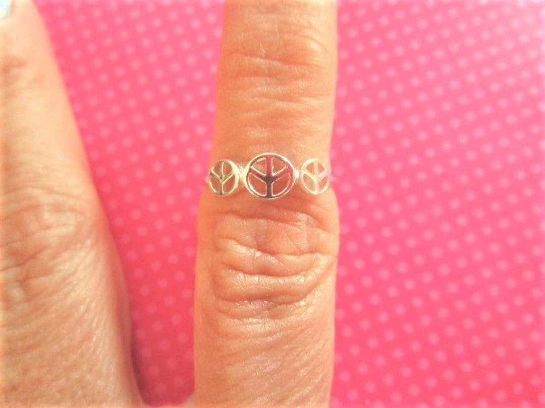 3 Peace Sign Sterling Silver Ring - Etsy