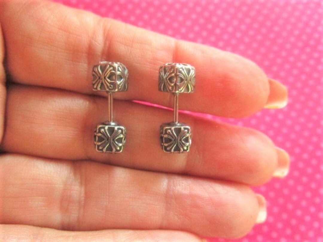 Filigree Square Barbell Fake Plugs - Etsy
