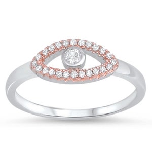Evil Eye Rose Gold Crystal Sterling Silver Toe Ring - Etsy