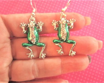 Beaded Frog Earrings,earrings in Green,cute Little Frogs - Etsy