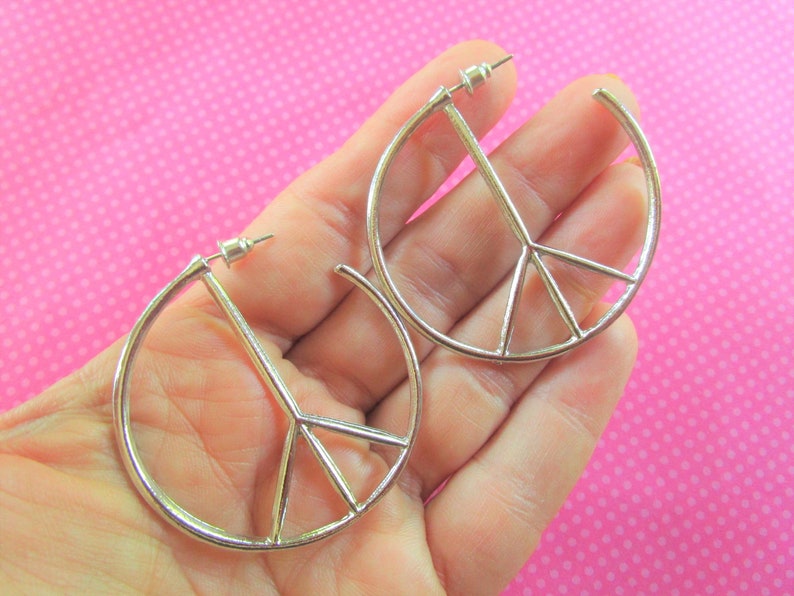 Peace Sign Large Hoop Earrings - Etsy