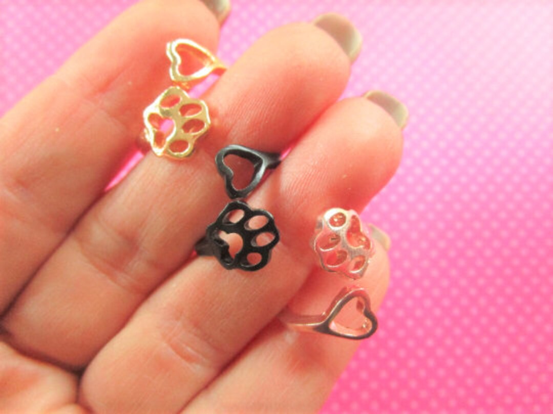 Paw Print Heart Toe Ring - Etsy