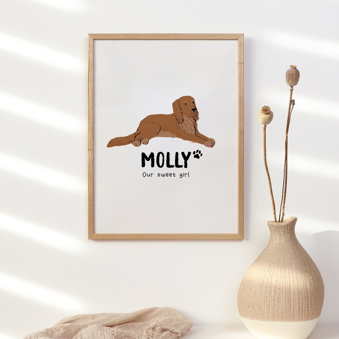 Custom Irish Red Setter Print | Personalised Dog Name Art Print | Cute ...