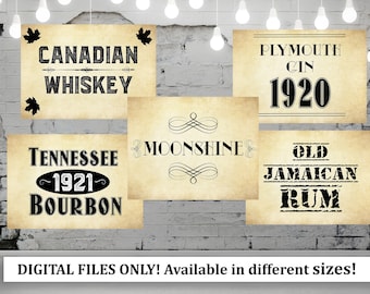5 Prohibition Party Bootlegger Labels, Speakeasy, Gatsby Props, Roaring ...