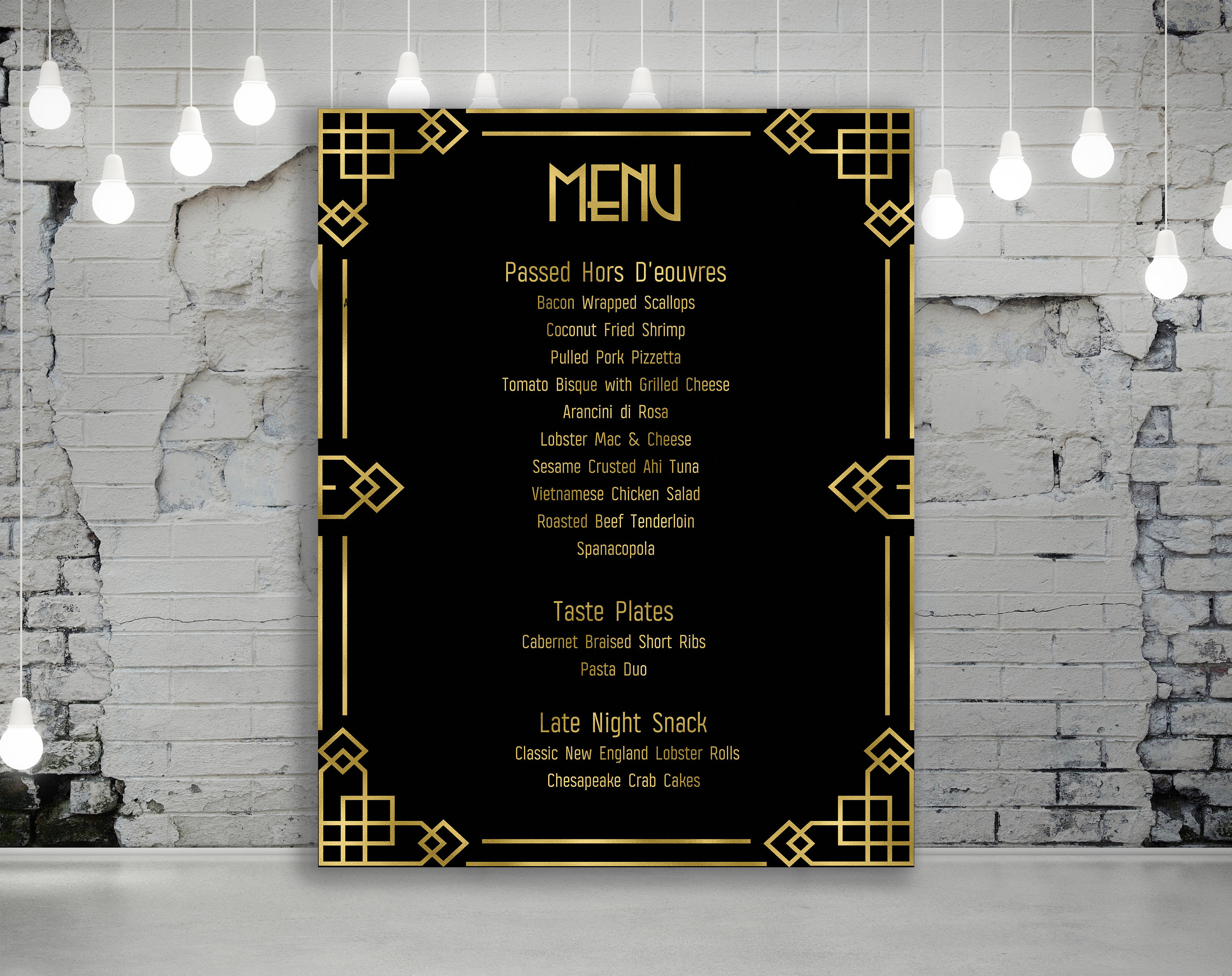 Roaring 20s Party Menu