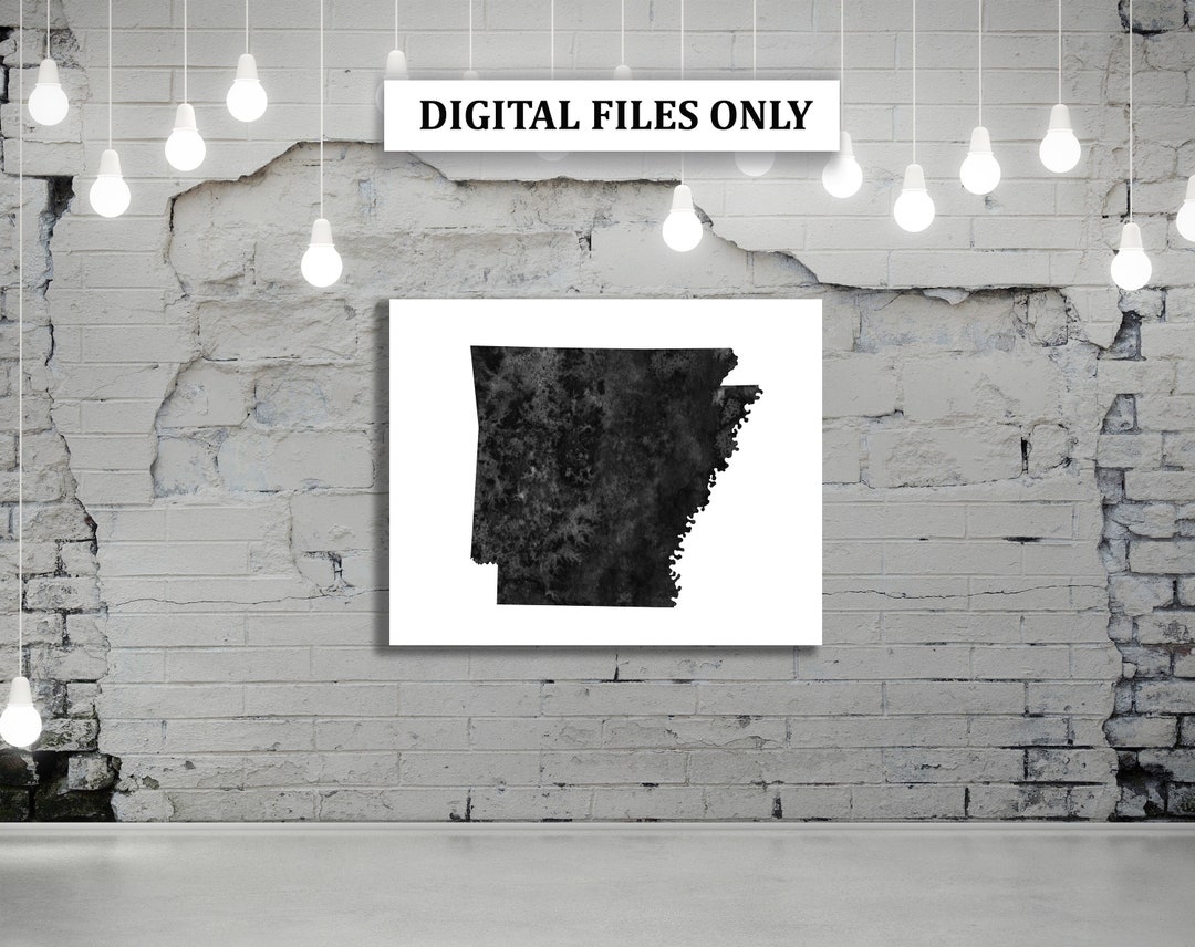 Arkansas Watercolor Map, Printable Arkansas Black Map, Instant Download ...