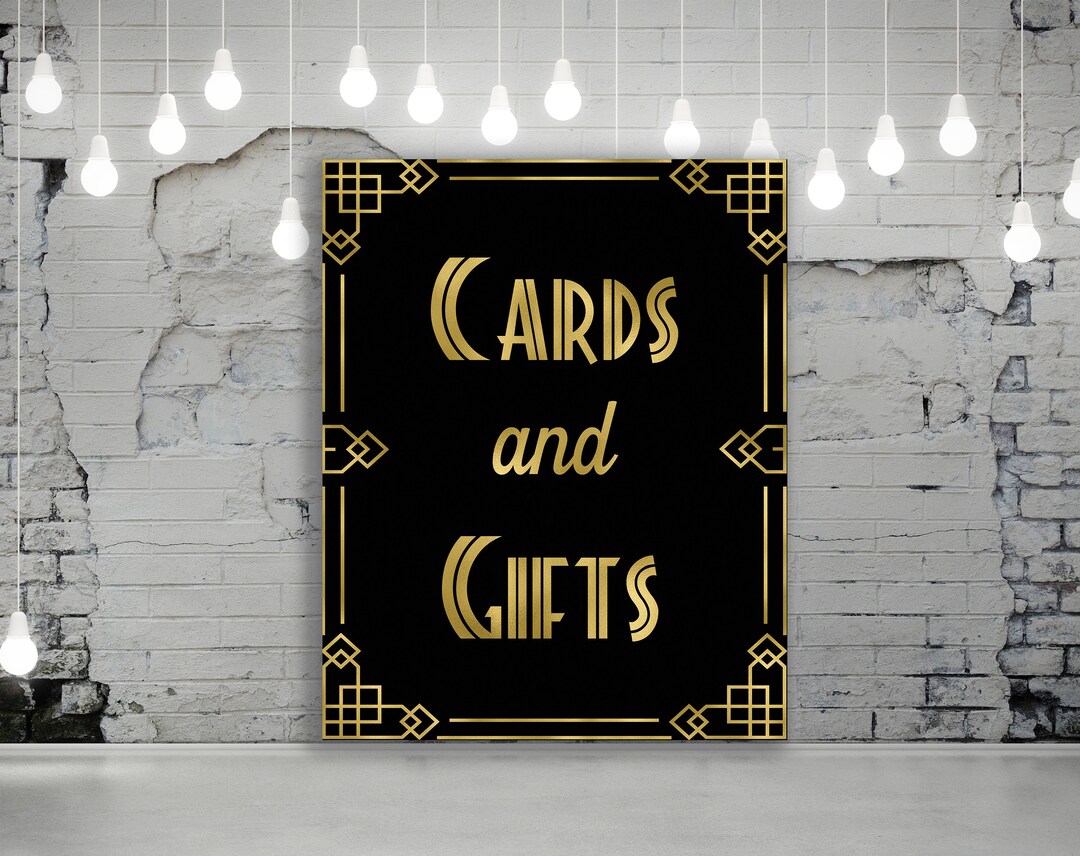 Cards and Gifts Sign Great Gatsby Party Sign Gatsby Cards - Etsy