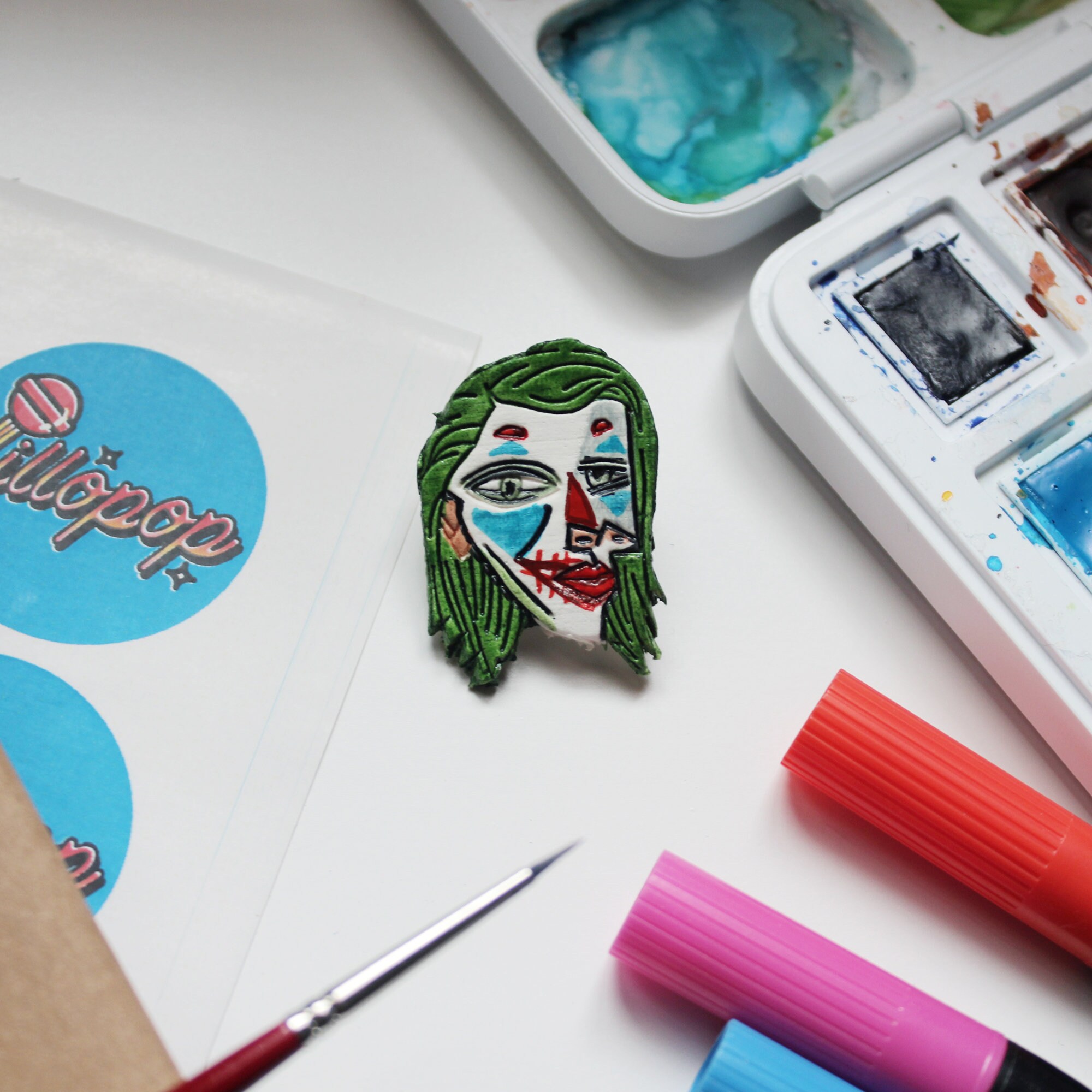 Picasso Art Style Pin-joker Style-batmany Joker Human Male Head ...