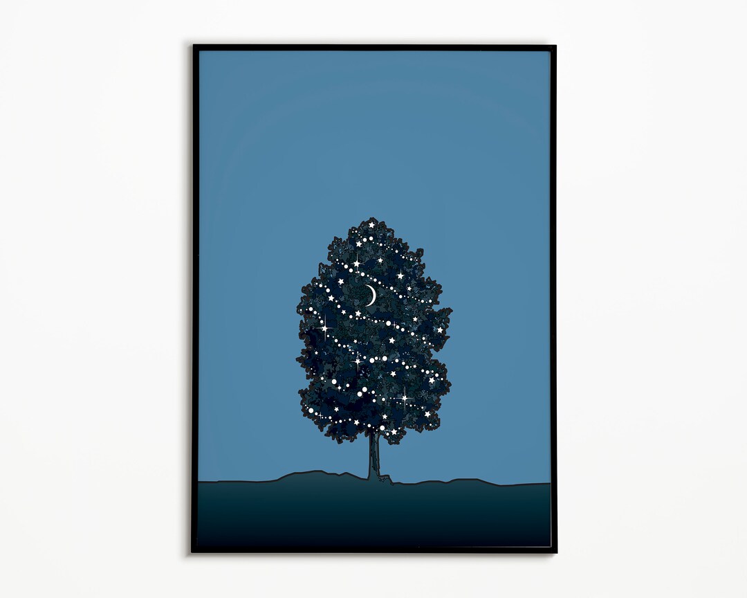 Le 16 September Rene Magritte Printable Art Tree Cresent Moon Nature ...