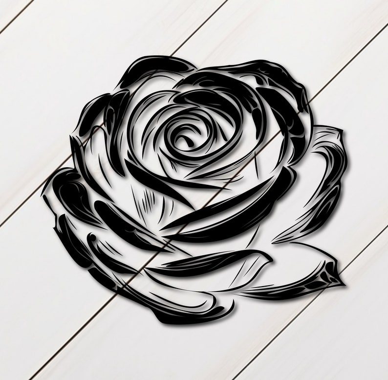 Beautiful Rose Vector Laser Cutting Engraving Vinyl CNC Router Template ...
