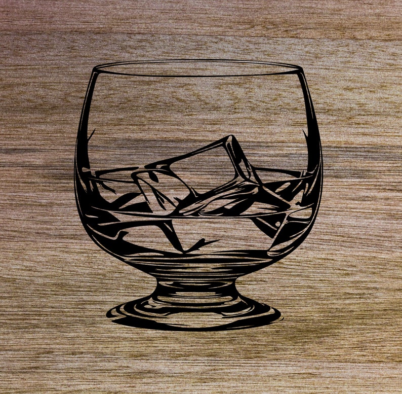 Whisky Glass (with Ice) Vector Laser Cutting Engraving Vinyl CNC Router ...