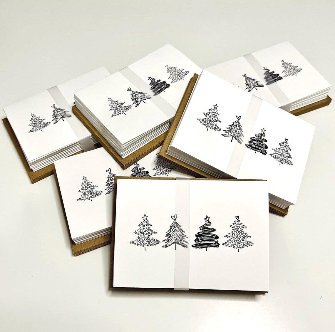Pack of Simple Black and White Christmas Cards | Christmas Trees | Eco ...