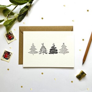 Pack of Simple Black and White Christmas Cards | Christmas Trees | Eco ...