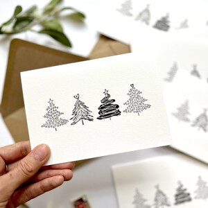 Pack of Simple Black and White Christmas Cards | Christmas Trees | Eco ...