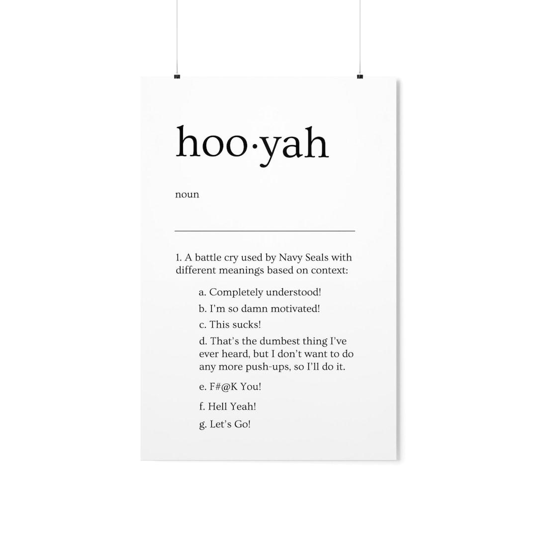 Hooyah Definition Motivational Wall Art Poster for Personal ...