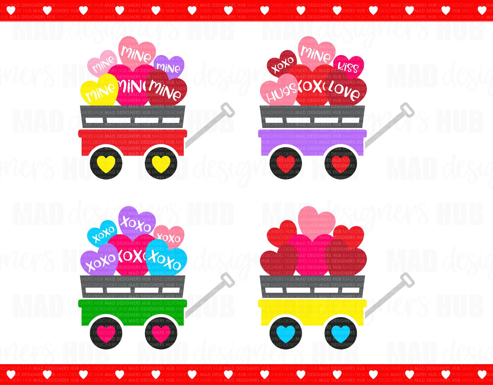 Valentine Carts Bundle Pack SVG, Valentine's Day SVG and Clipart, Cute ...