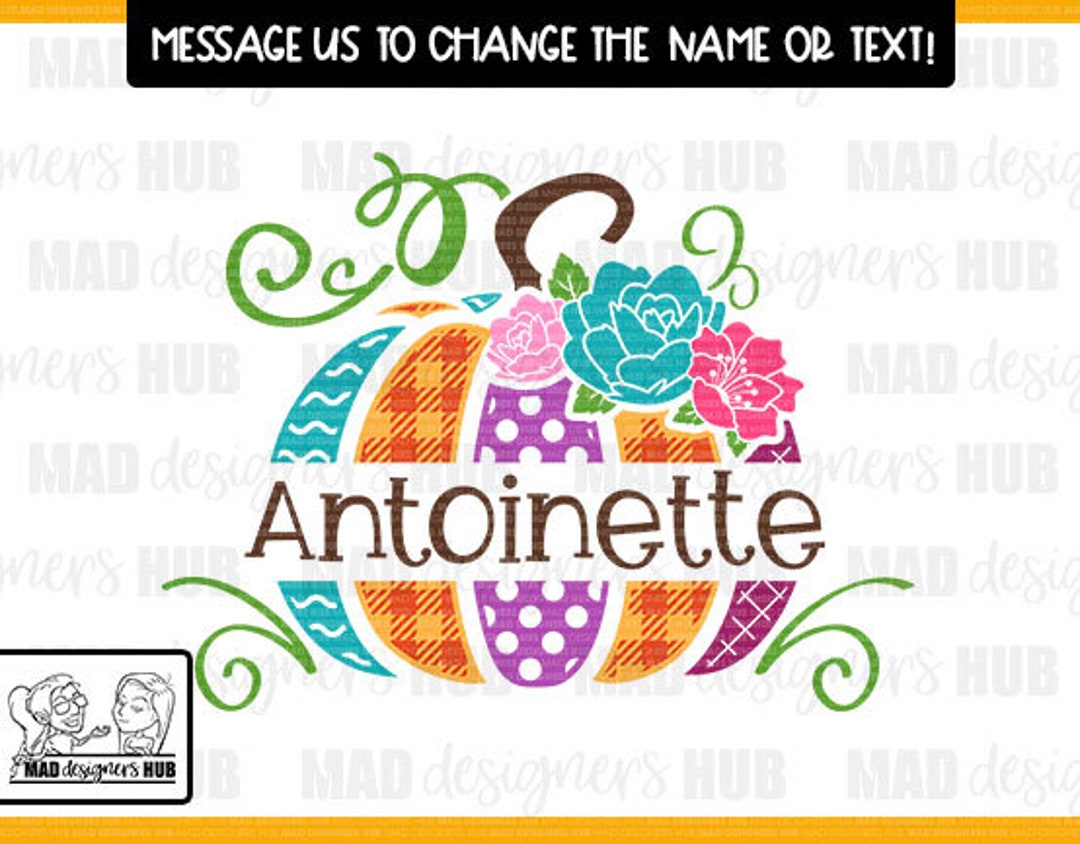 Cute Fall Pumpkin CUSTOM Name SVG, Autumn Fall Halloween Pumpkin ...