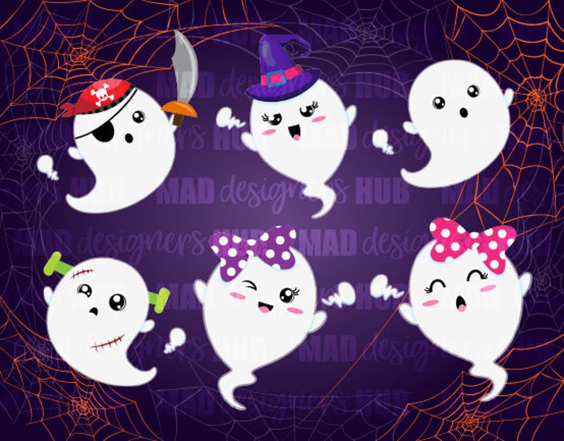 Ghost Kawaii Clipart Cute Halloween Ghost Clipart Halloween - Etsy