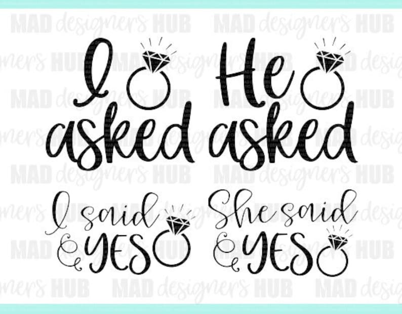 He Asked She Said Yes I Asked I Said Yes BUNDLE SVG - Etsy