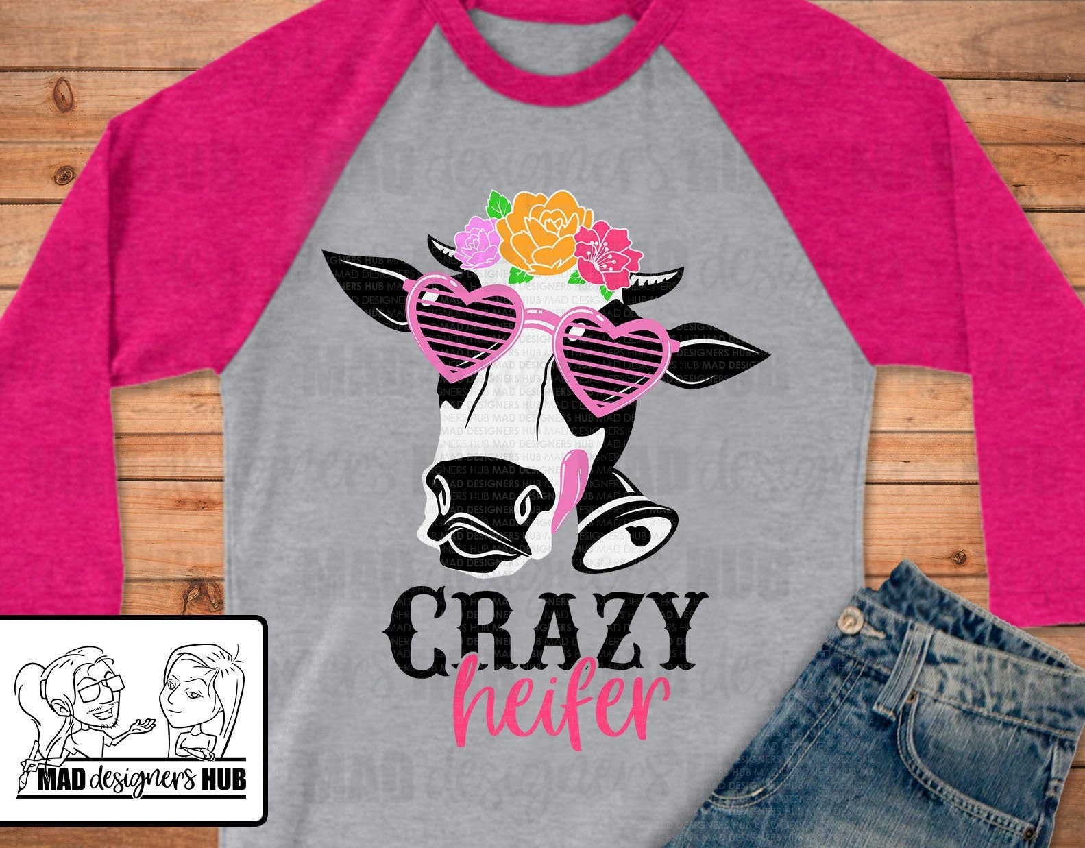 Crazy Heifer Flowers Shades svg Not Today Heifer SVG Funny | Etsy