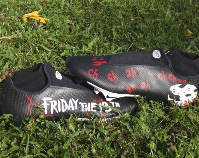 Custom Painted Football Cleats grinch - Etsy