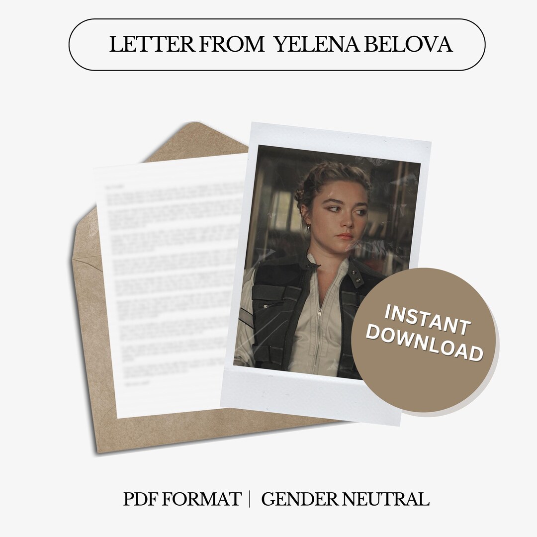 Love Letter From Yelena Belova| Black Widow | Digital Letter | Not ...