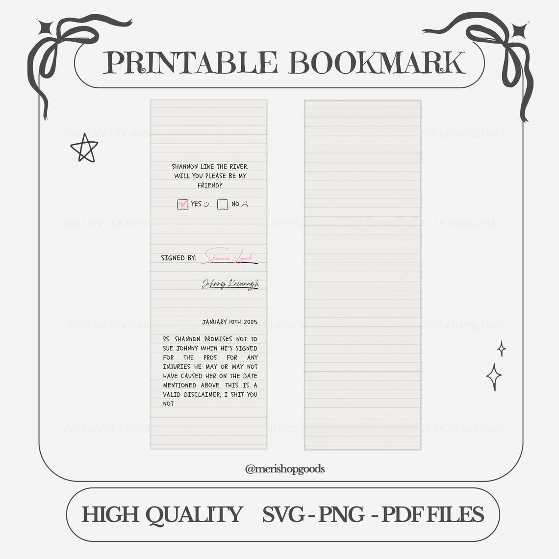 Binding 13 Johnny Kavanagh Shannon Lynch Friendship Bookmark: Keeping ...