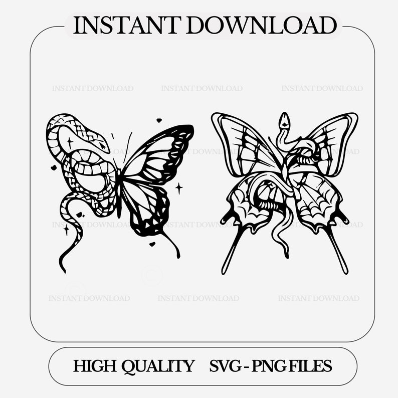Butterfly Snake 2 Versions SVG, Reptile Snake Silhouette Reputation ...
