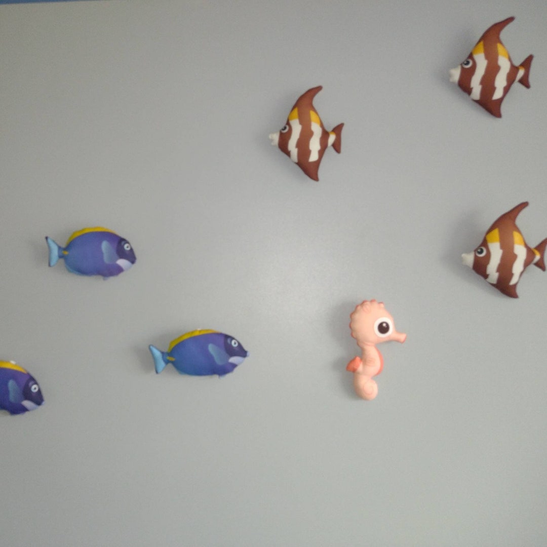 Hand Printed Fish Wall Art, Under the Sea Nursery Decor, Neutral Baby ...