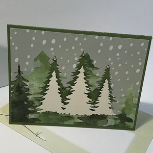 Watercolor Dimensional Tree Design Holiday Card With Matching - Etsy
