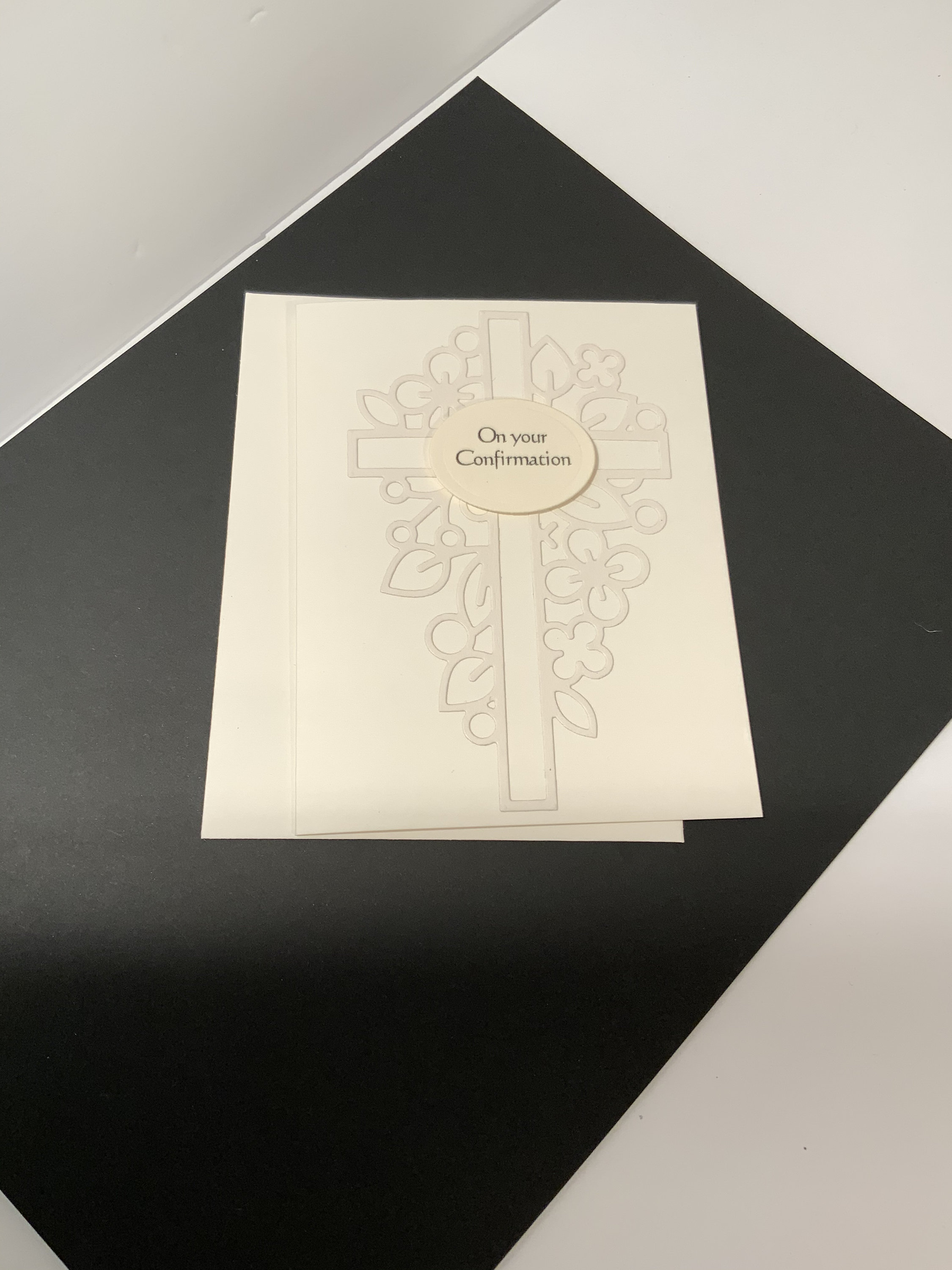 Ivory on Ivory Floral Die Cut Cross Multi Purpose Blank Card - Etsy