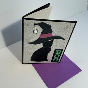 Black Cat Witch Hat Halloween Card - Etsy
