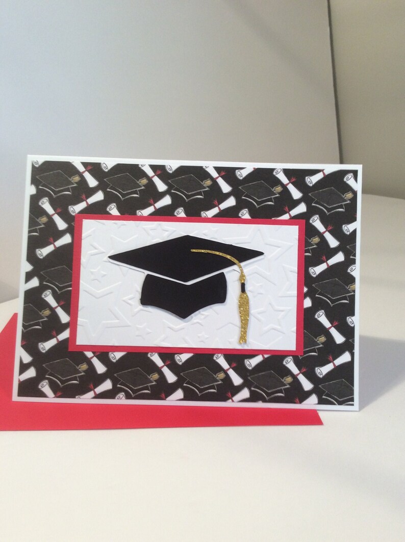 Diploma and Cap Embossed Graduation Card - Etsy