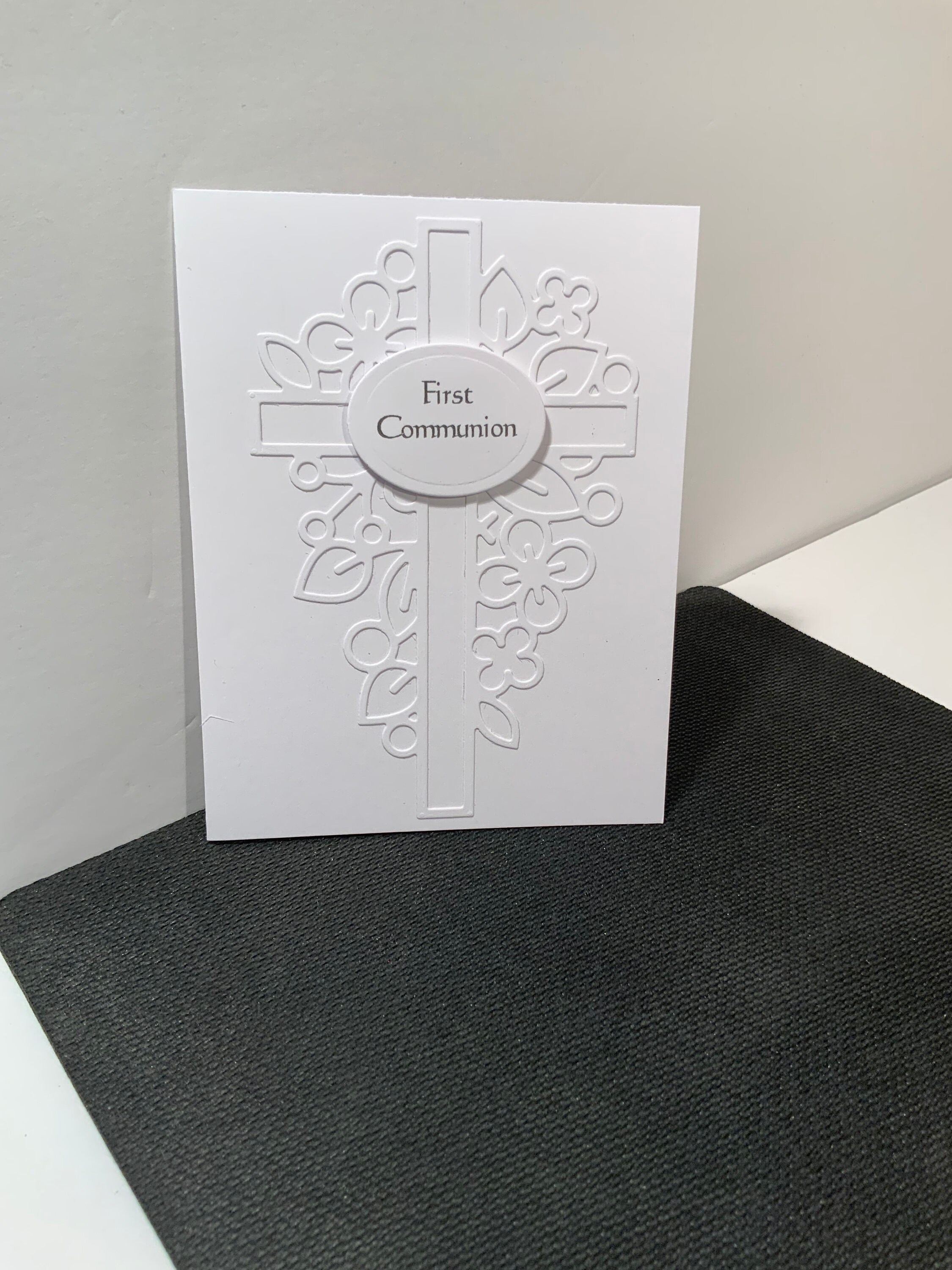 White on White Floral Die Cut Cross Multi Purpose Blank or ...