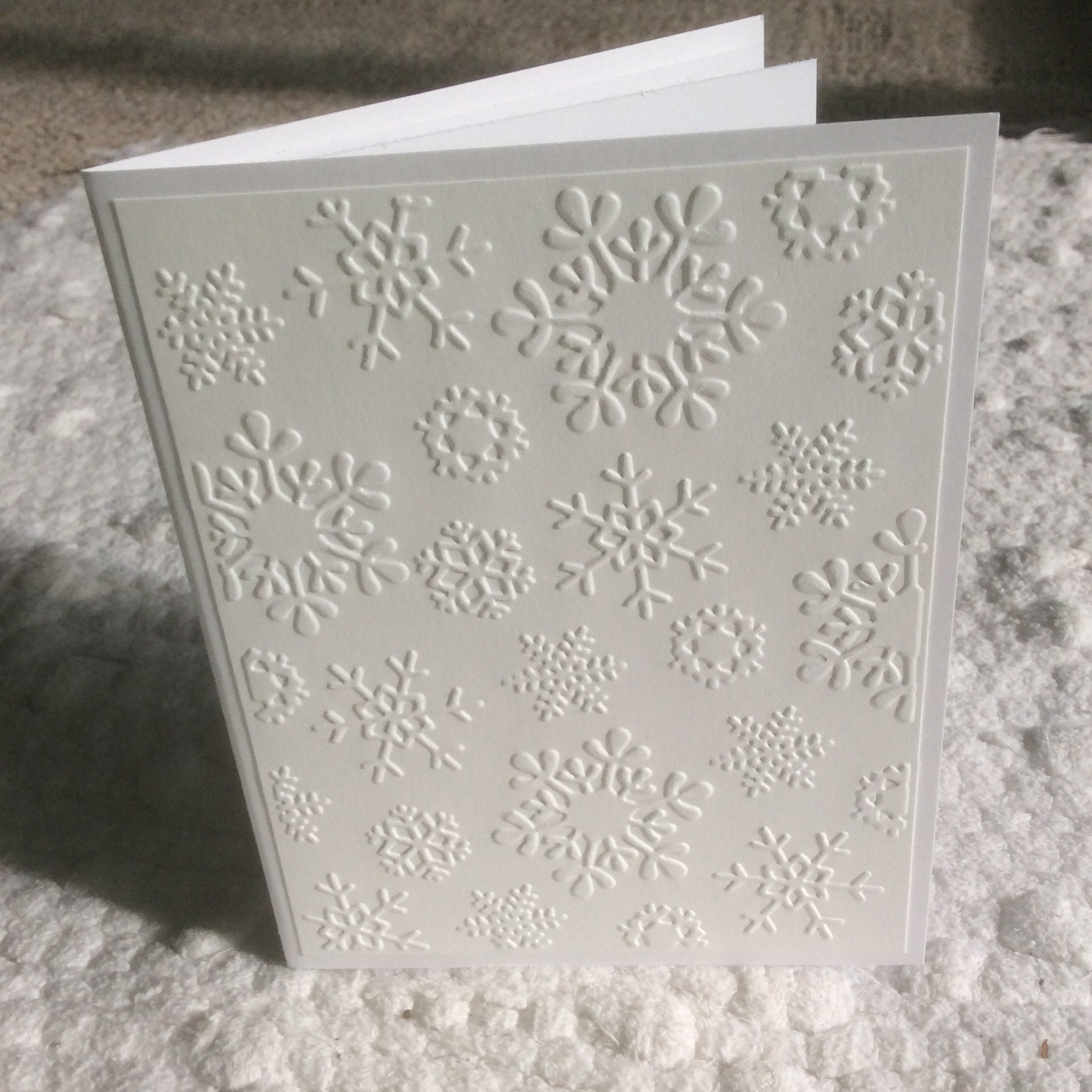 Pure White on White Embossed Minimalist Christmas Card Set | Etsy