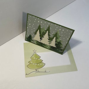 Watercolor Dimensional Tree Design Holiday Card With Matching - Etsy