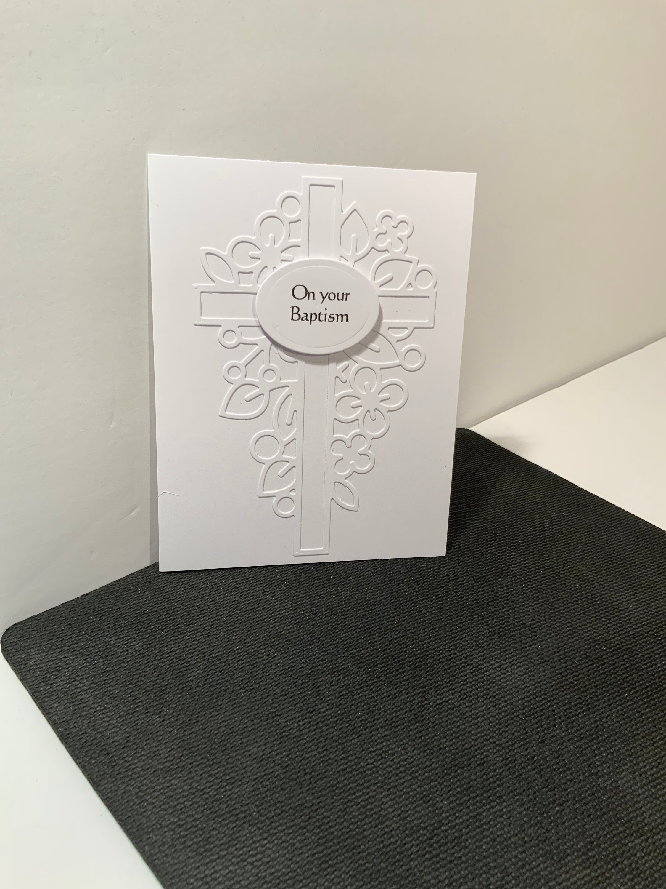 White on White Floral Die Cut Cross Multi Purpose Blank or ...