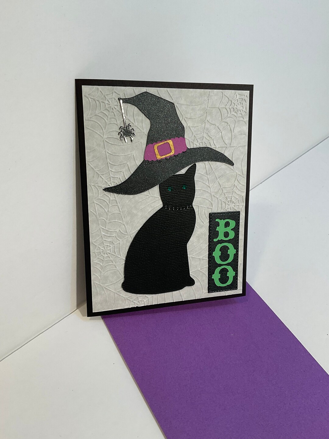 Black Cat Witch Hat Halloween Card - Etsy